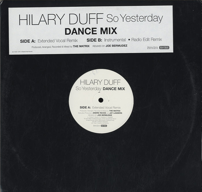 Hilary Duff - So Yesterday (Dance Mix) [12"] – Morpho Records